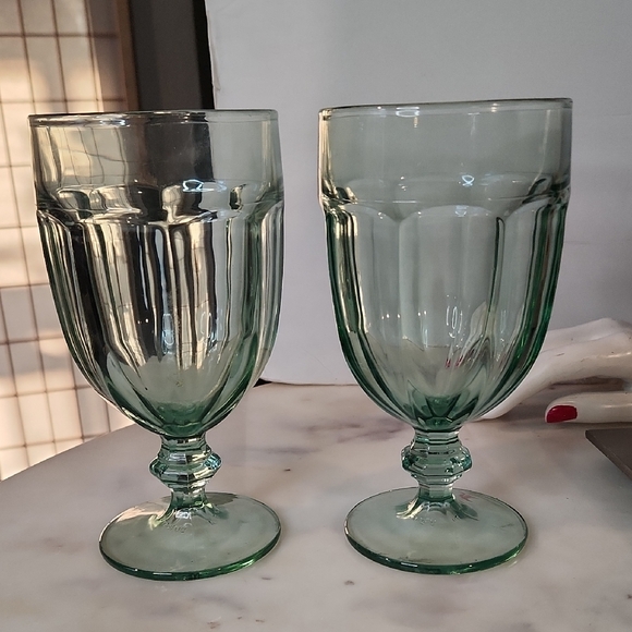 Libbey | Dining | Vintage Libbey Duratuff Spanish Green Glass Goblets ...